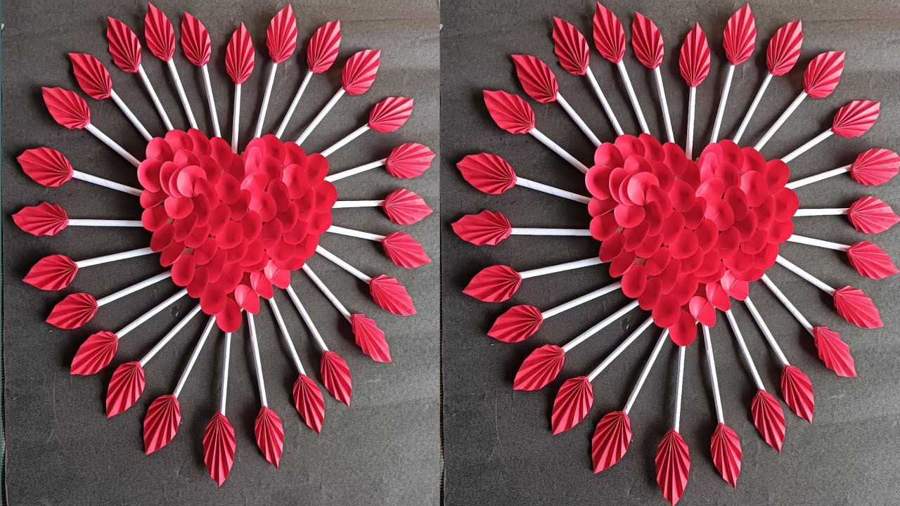 Heart shape Wall Hanging Craft / Beautiful Paper Flower Wall Hanging ...