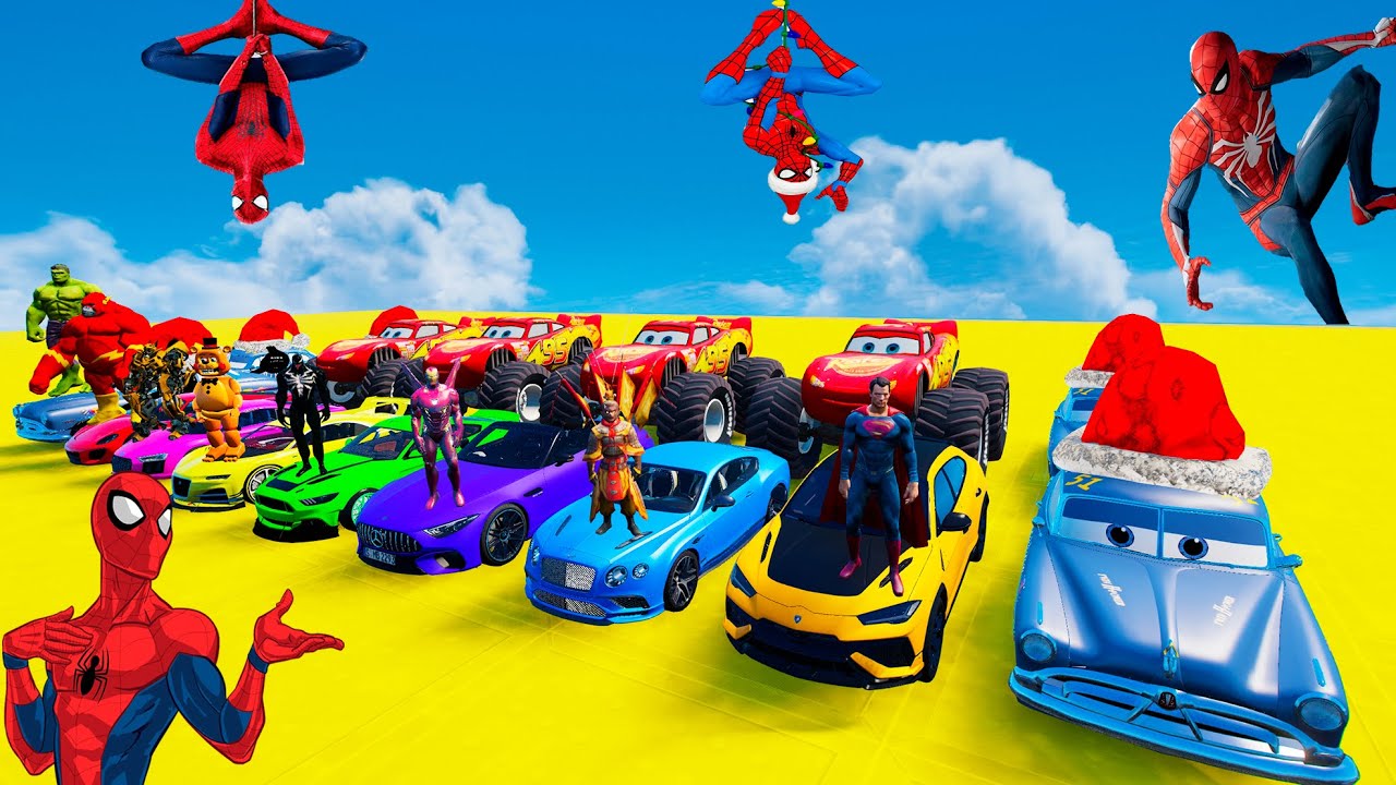 GTA V Super Mega Ramp Challenge By CrazySpiderman and Monster Trucks ...