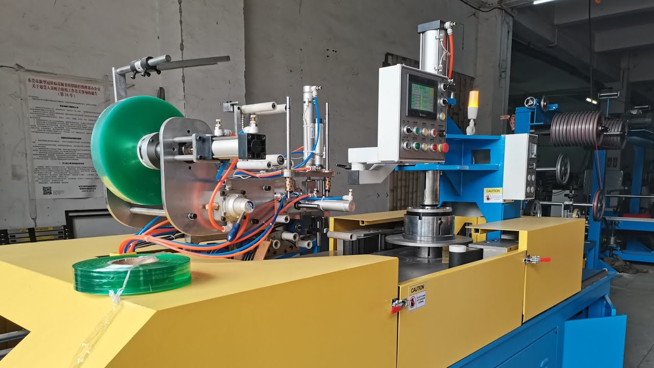 1860 Horizontal cable coiling and wrapping machine testing - YouTube