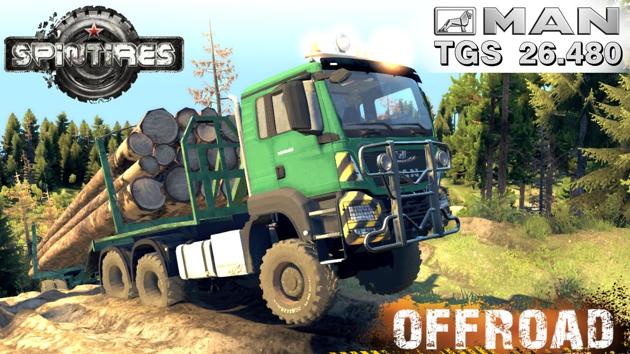 Spin Tires MAN TGS 26.480 6x6 Timber truck Off-road Test - YouTube