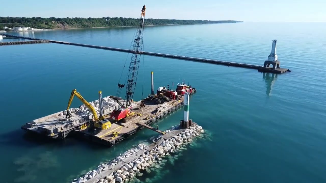 Breakwall reinforcement drone footage. (Please read description) - YouTube