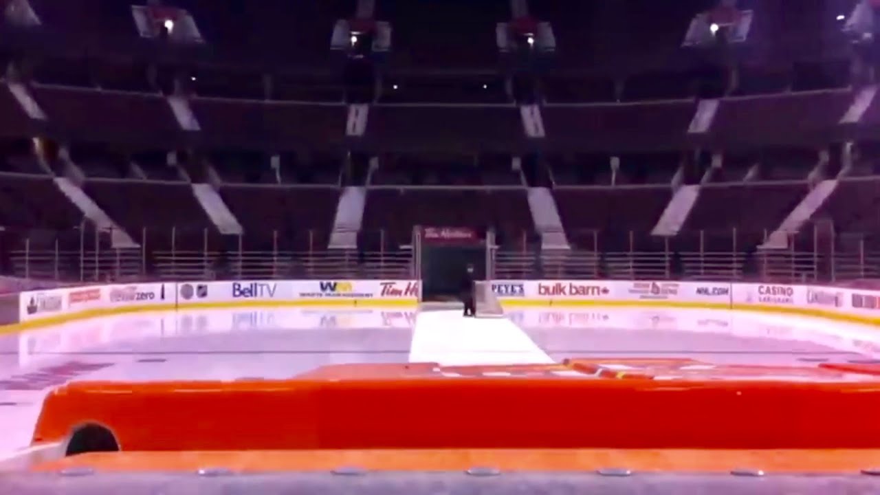 Zamboni Flood Canadian Tire Centre Timelapse - YouTube