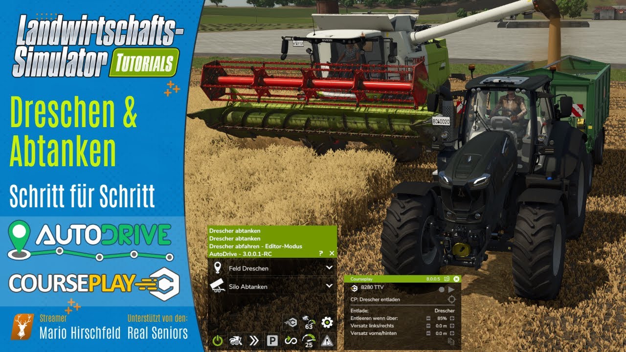 LS25: AutoDrive & CoursePlay perfekt einstellen – Drescher automatisch ...