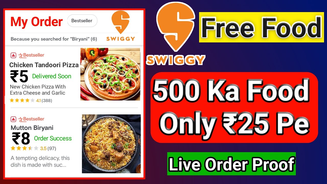 Swiggy & Zomato Free Food Offer Today 🍕Swiggy New Coupon Code today ...