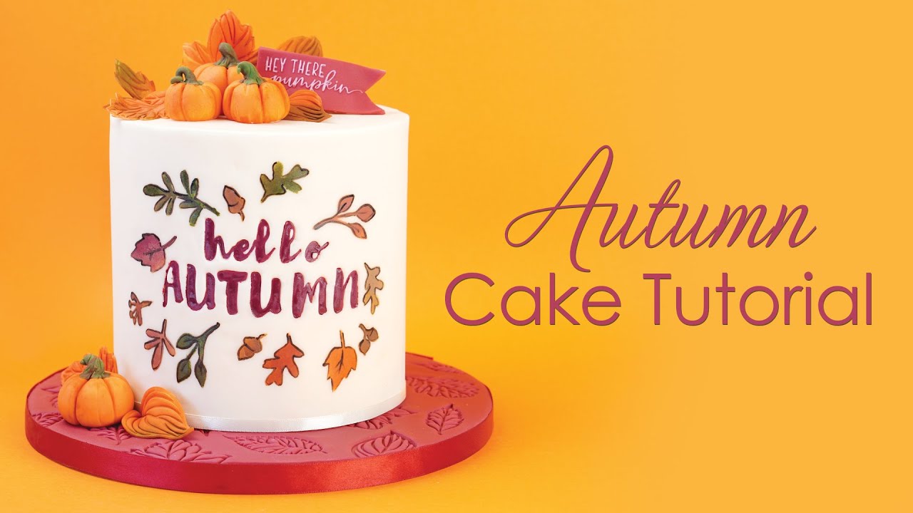Autumn / Fall Themed Cake Decorating Tutorial - With Sweet Stamp - YouTube