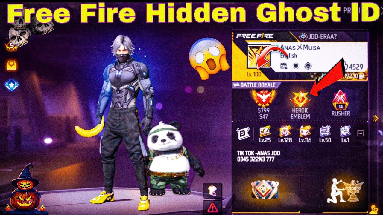 😱100 Level Ghost ID in Free Fire | Secret Account Reveal - YouTube