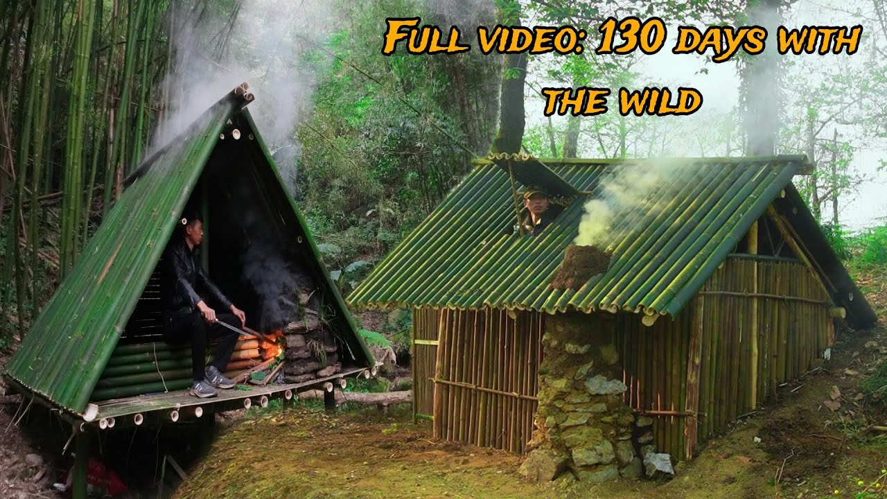 Full video: 130 days of building a bushcraft shelter with the wild ...