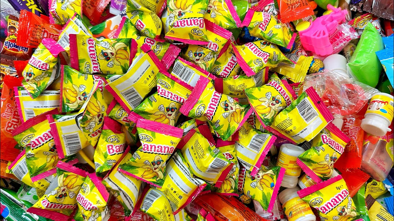 Satisfying Video | Yummy Rainbow BANANA Candies and Lollipops Unpacking ...