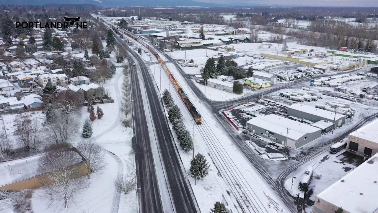 Aerial views of Portland snow - YouTube