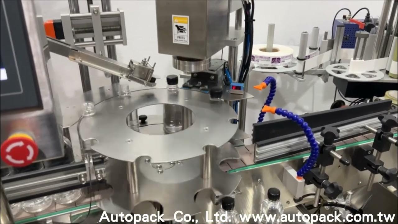 Automatic Capping Line/ Cap Feeder+Capper+Labeler+Date Coder/ Screw Cap Packaging/AutoPack - YouTube