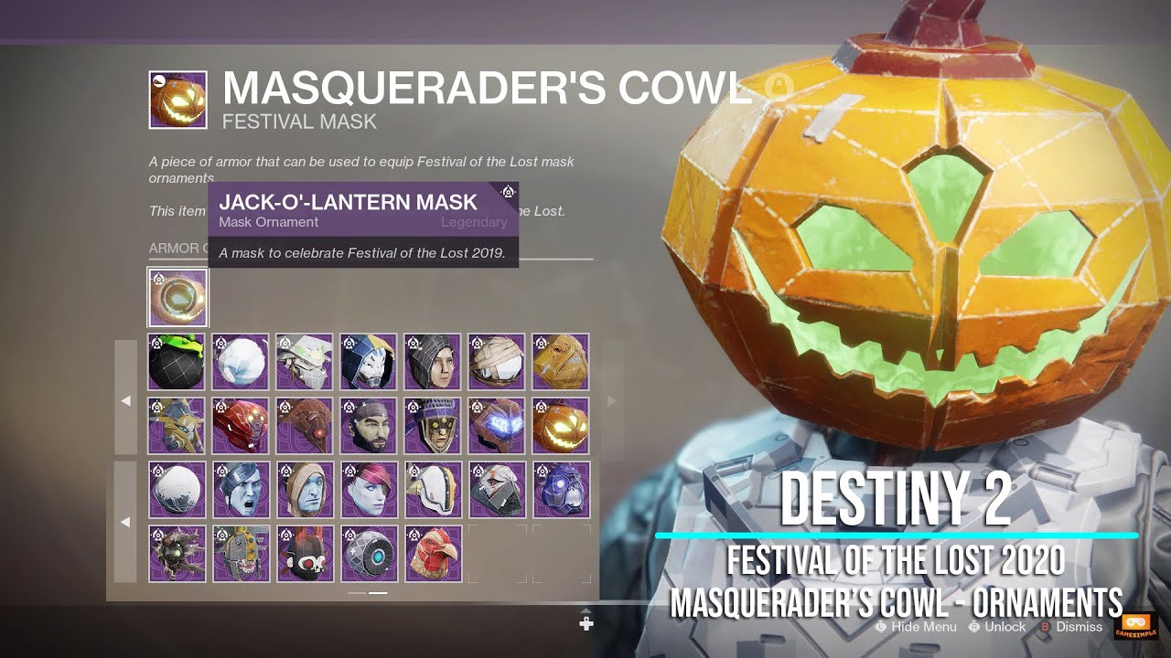 Destiny 2 Festival Of The Lost Event - Masquerader's Cowl - Face Mask ...