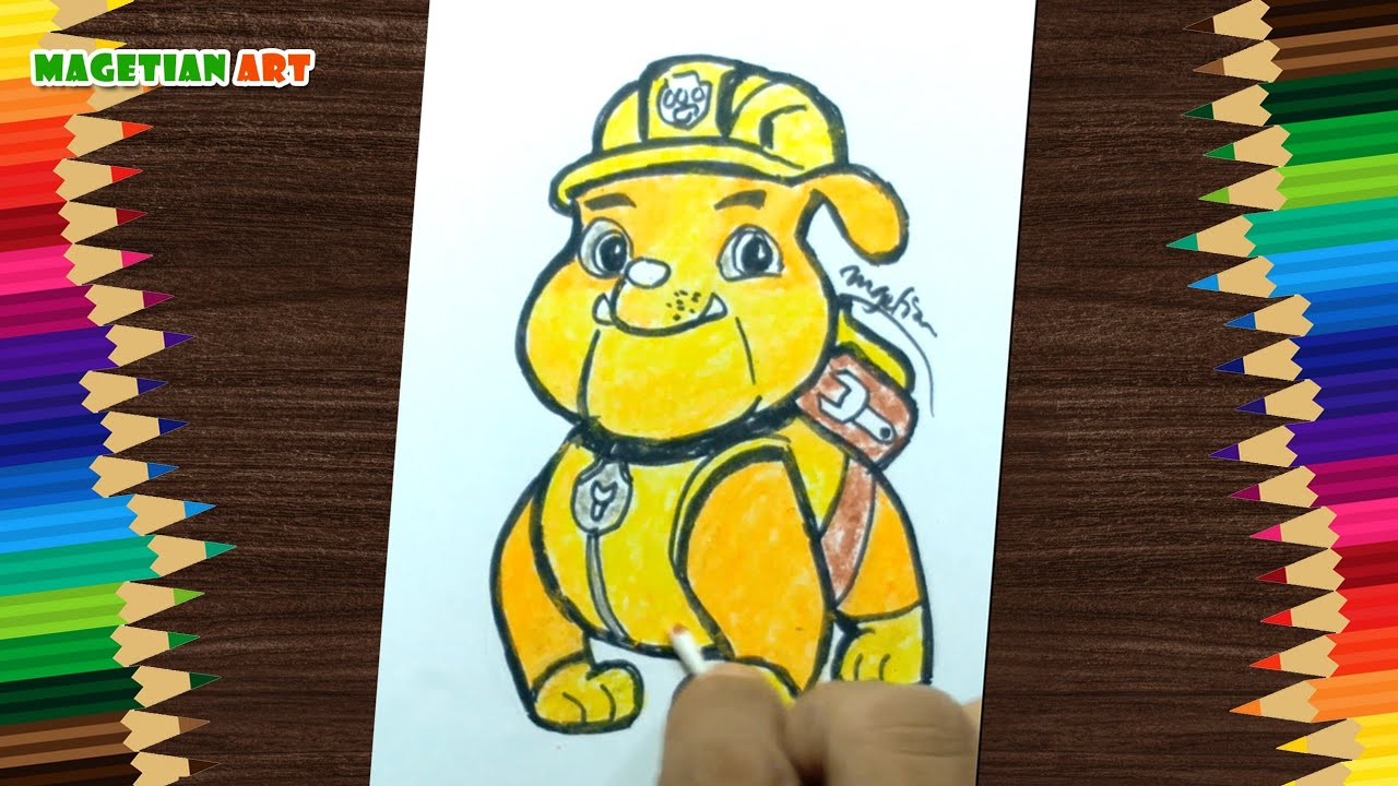 How to draw rubble paw patrol easy to follow | Drawing coloring ...