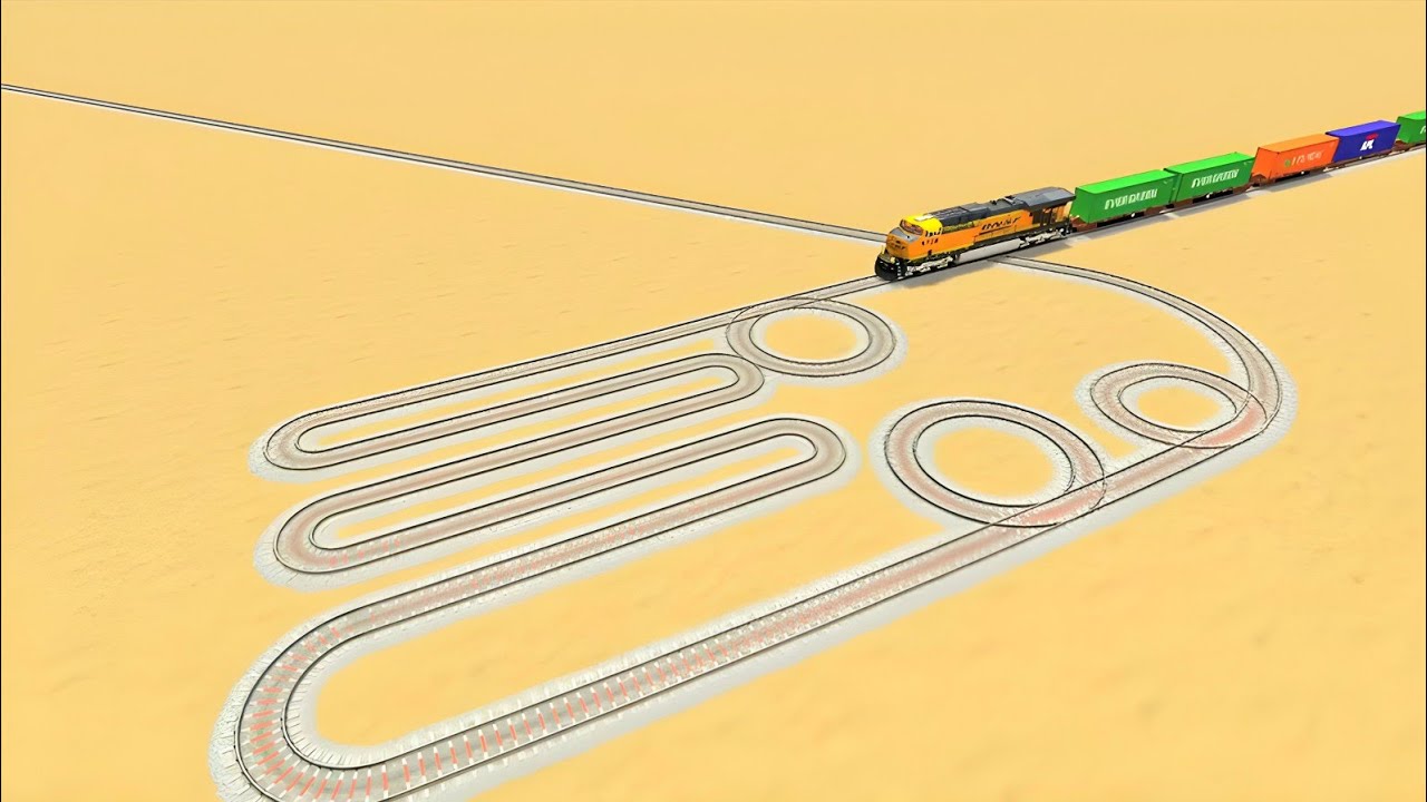 TRAIN CROSSING🐍CURVED UTRUN CIRCLE 360° AROUND TRAIN TRAICK💎RAILWORK ...