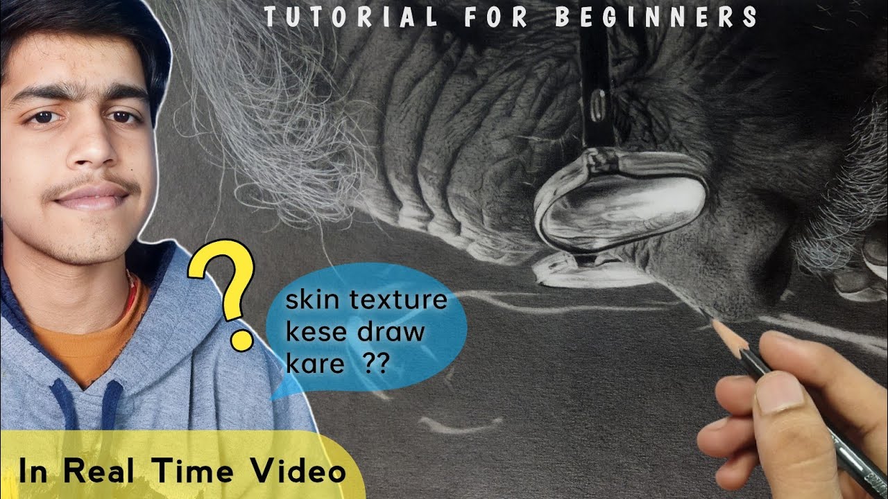 how to draw realistic skin texture | Easy Real Time tutorial for ...