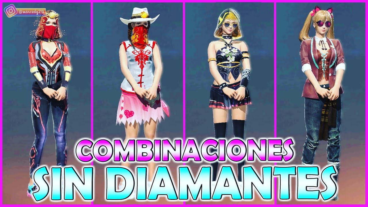 MEJORES COMBINACIONES de ROPA SIN DIAMANTES ♀️Mujeres♀️ // FREE FIRE ...