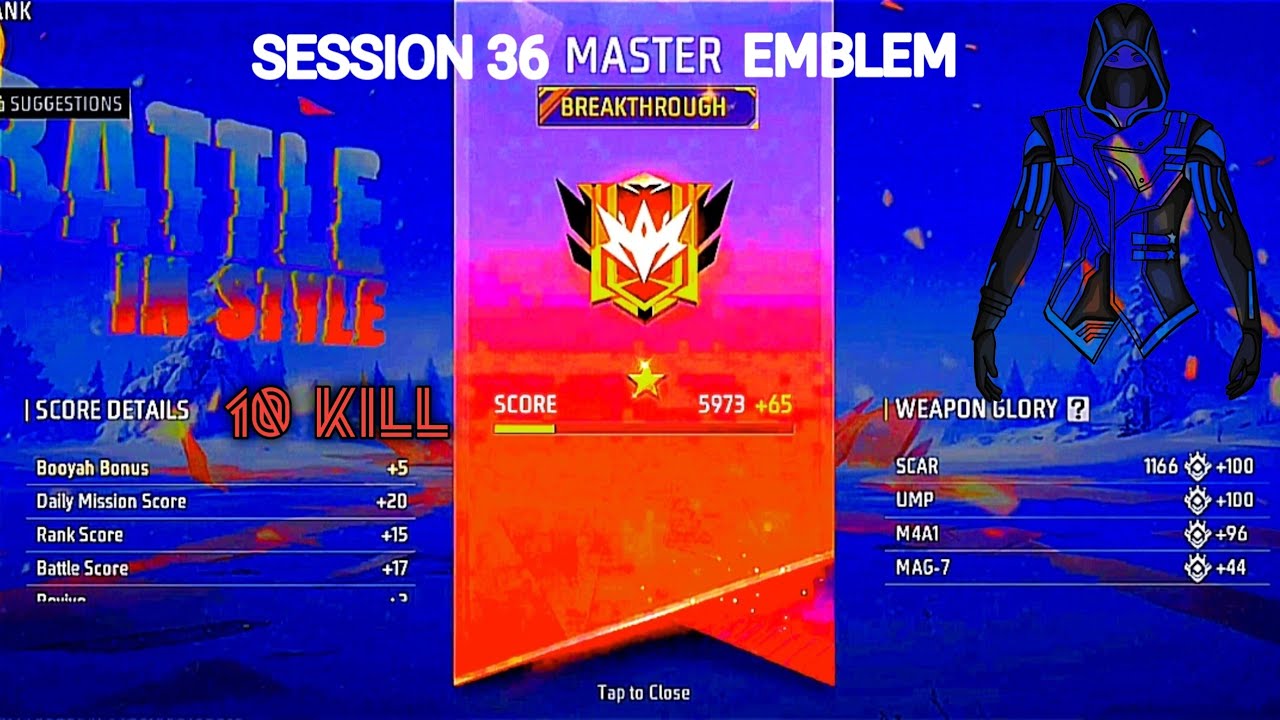 Session 36 Master Emblem Garena Free Fire । BR-rank Highlights Gameplay ...