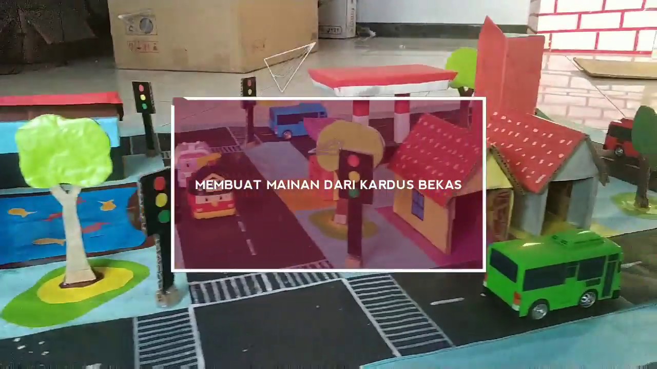 DIY, how to make a miniature city from cardboard, 「」 Membuat mainan ...