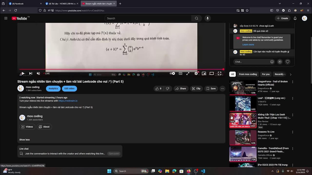 Stream ngẫu nhiên tám chuyện + làm vài bài Leetcode cho vui :^) (Part 5) - YouTube