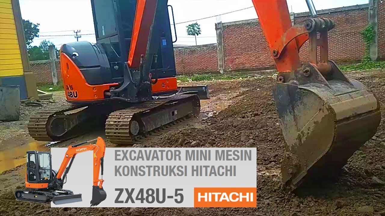 Kerja alat berat Excavator mini Hitachi Zaxis 48U - YouTube