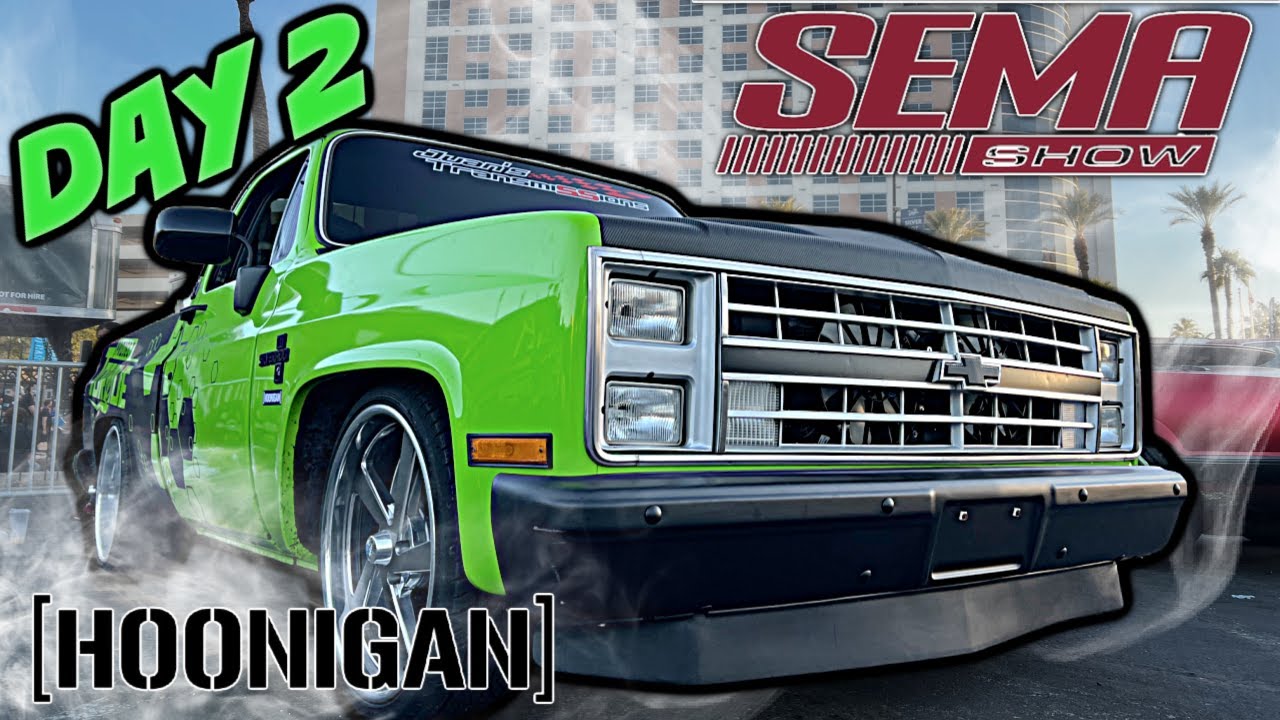 SEMA DAY 2! BLOWING FLAMES ON THE C10!! - YouTube