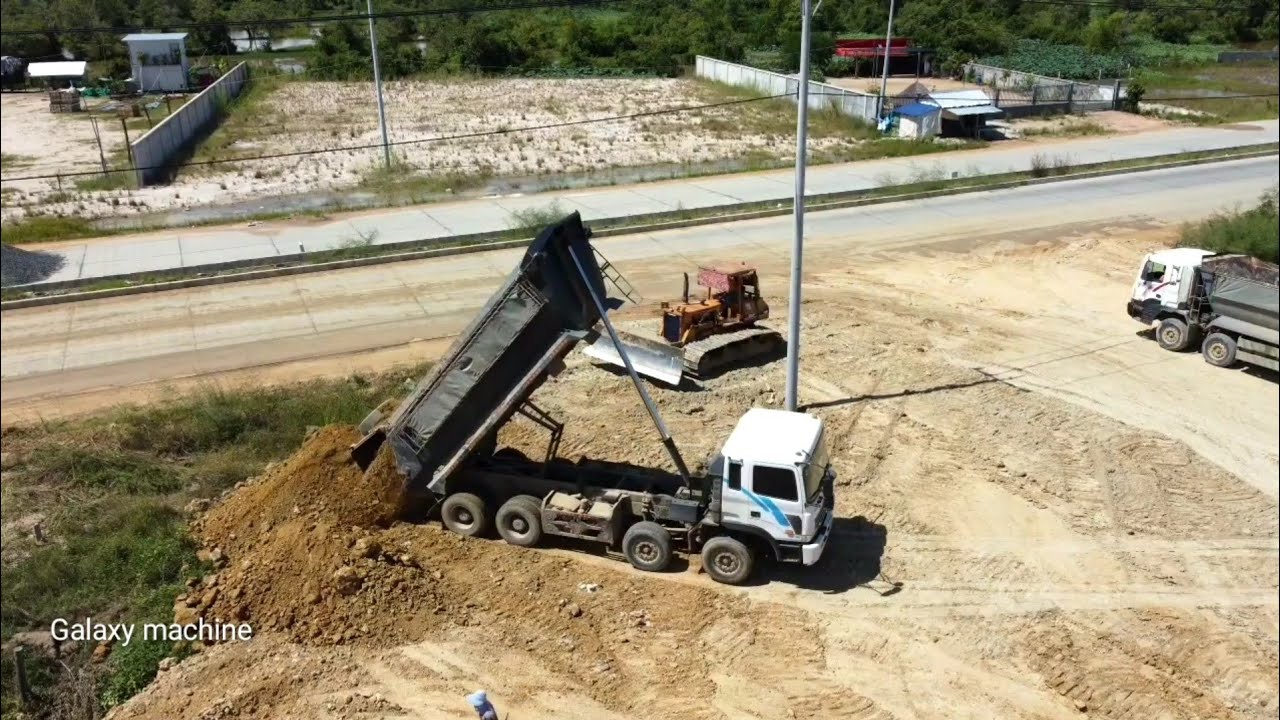 Heavy old bulldozer Komatsu D53-P Working push Dirt and Dump track ...