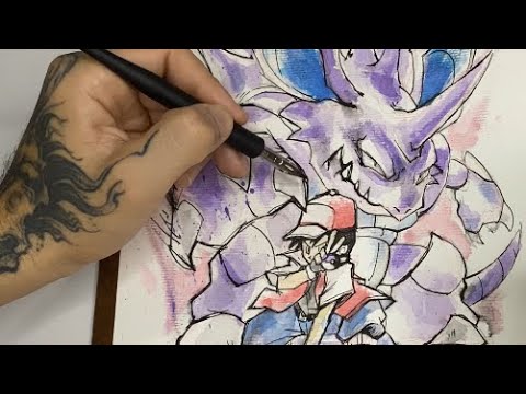 HOW TO DRAW POKEMON NIDOKING/ASH - NANKIN/WATERCOLOR28 de novembro de ...
