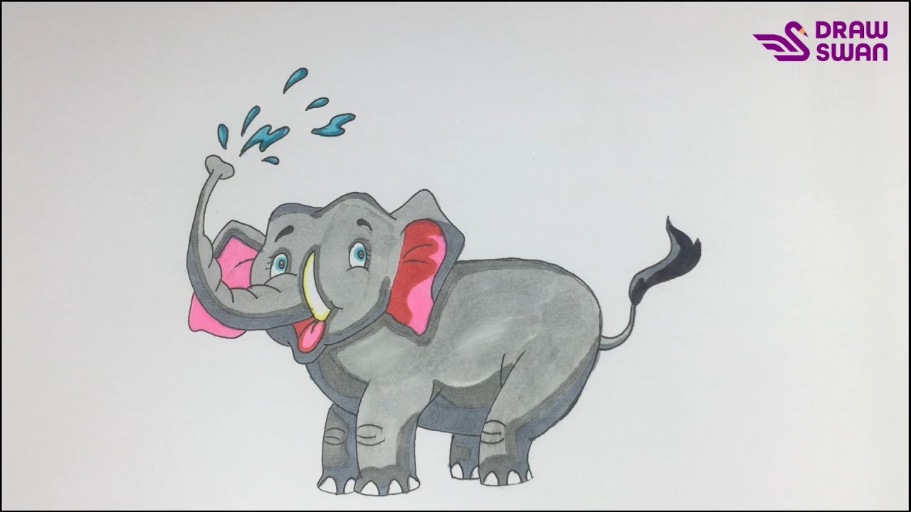 Elephant Drinking Water Drawing Easy