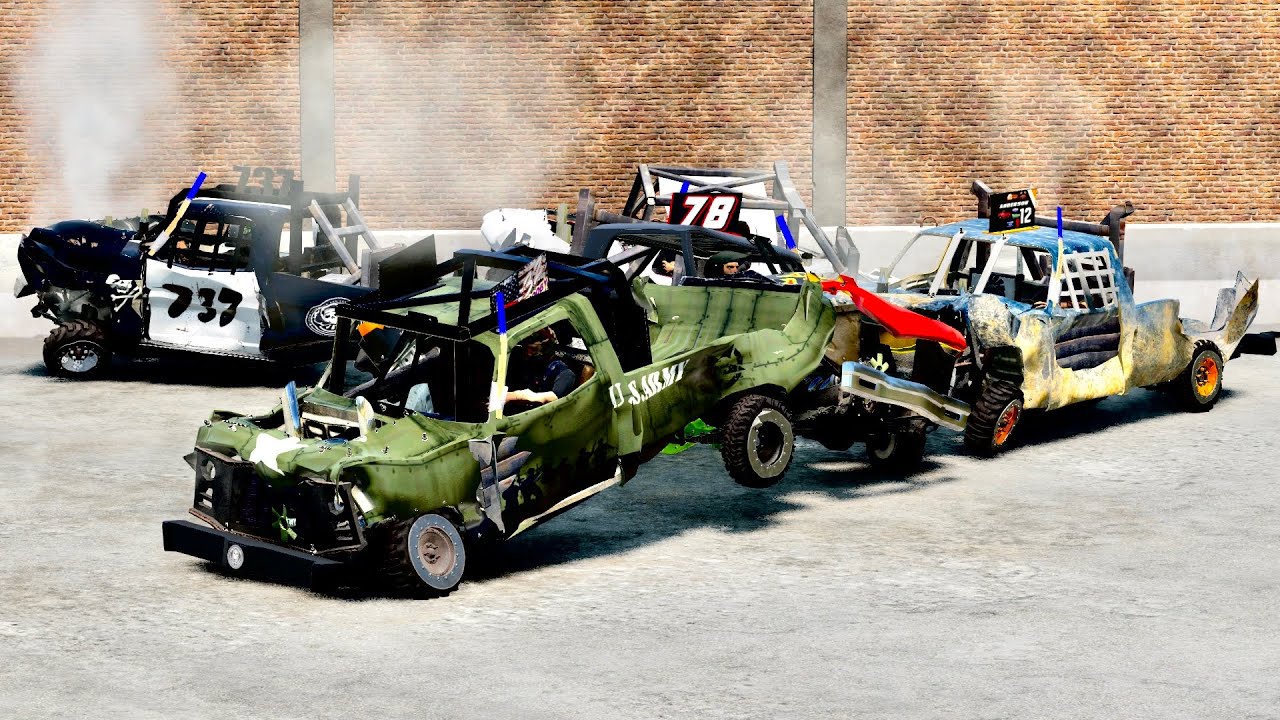 BeamNG Demolition Derby (Fullsize Outlaw Pro Mod Trucks) - YouTube