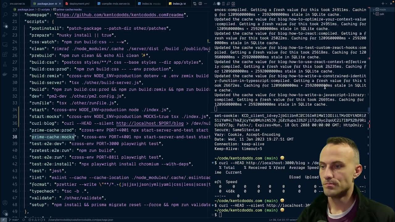Coding with Kent: More kentcdodds.com memory leak optimizations - YouTube