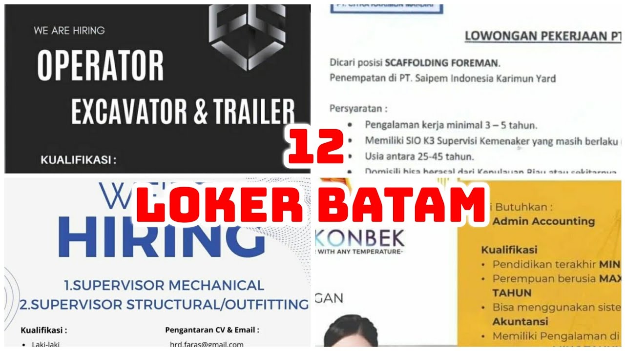 LOWONGAN KERJA 2022‼️ LOKER BATAM TERBARU HARI INI - YouTube
