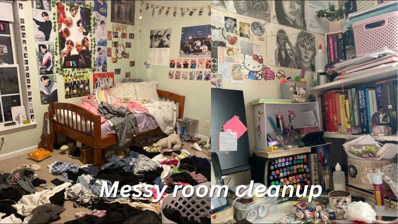 Messy room clean up compilation - YouTube