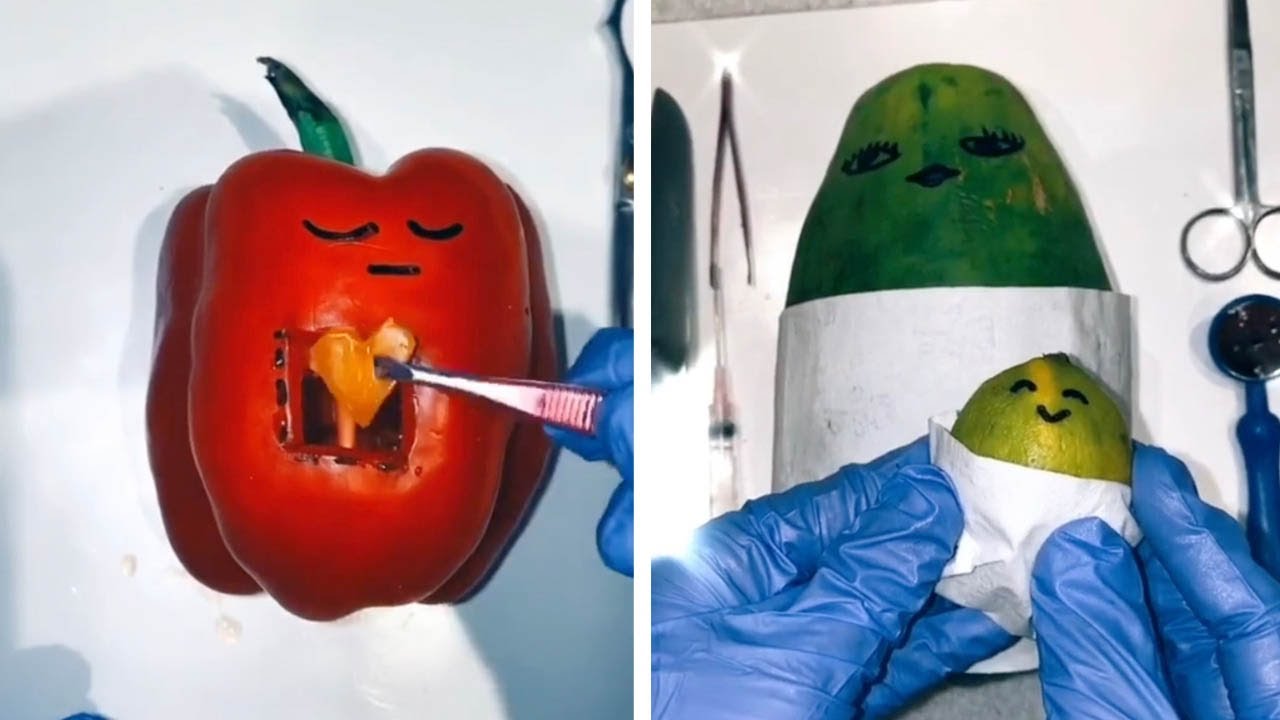 Girl Creativity Does Surgery On Fruits - YouTube