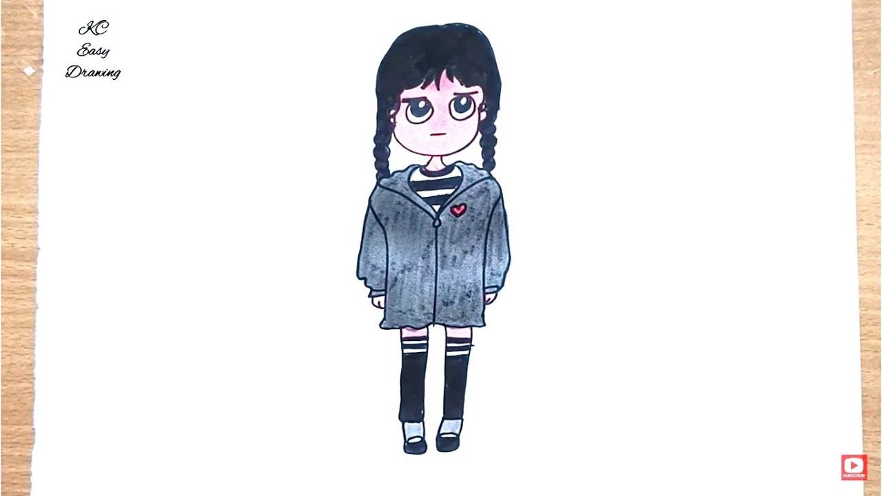How to Draw Wednesday Addams |Drawing Tutorial (step by step ...