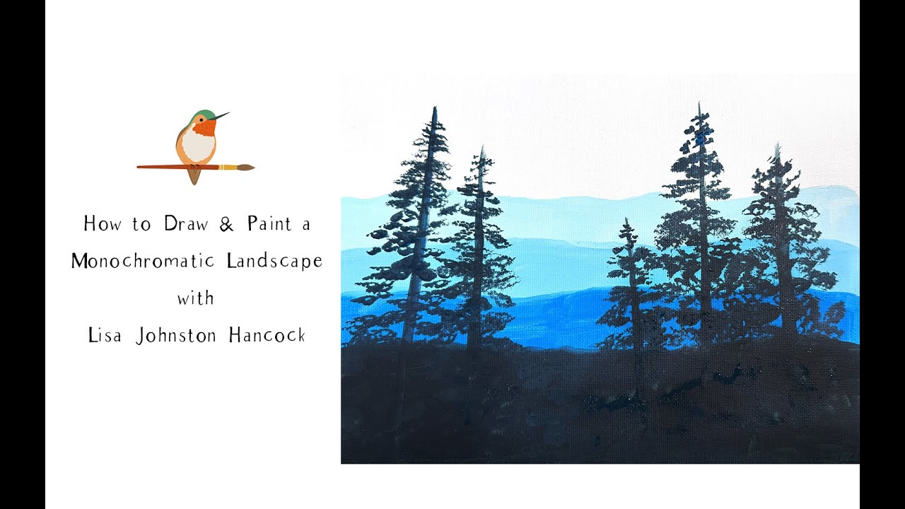 How to Draw & Paint a Monochromatic Landscape - YouTube