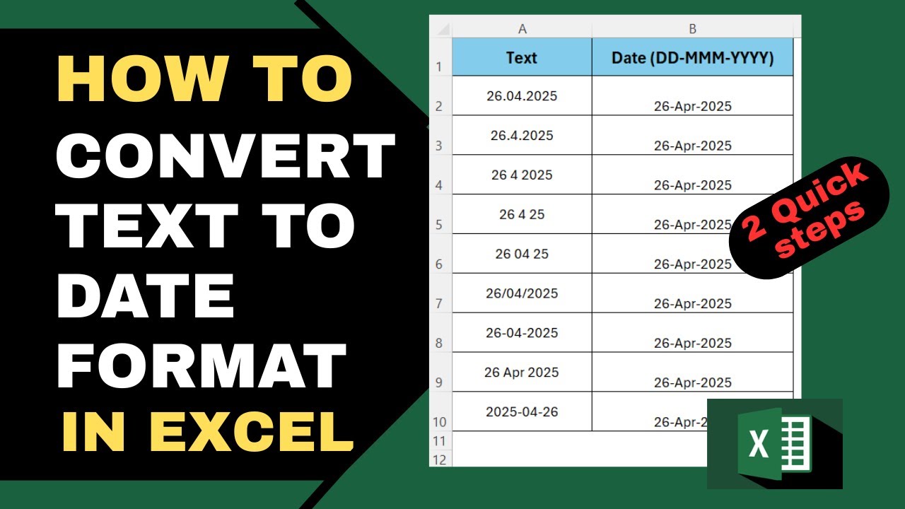 How to Convert Text to Date Format in Excel | Text to Columns Method ...