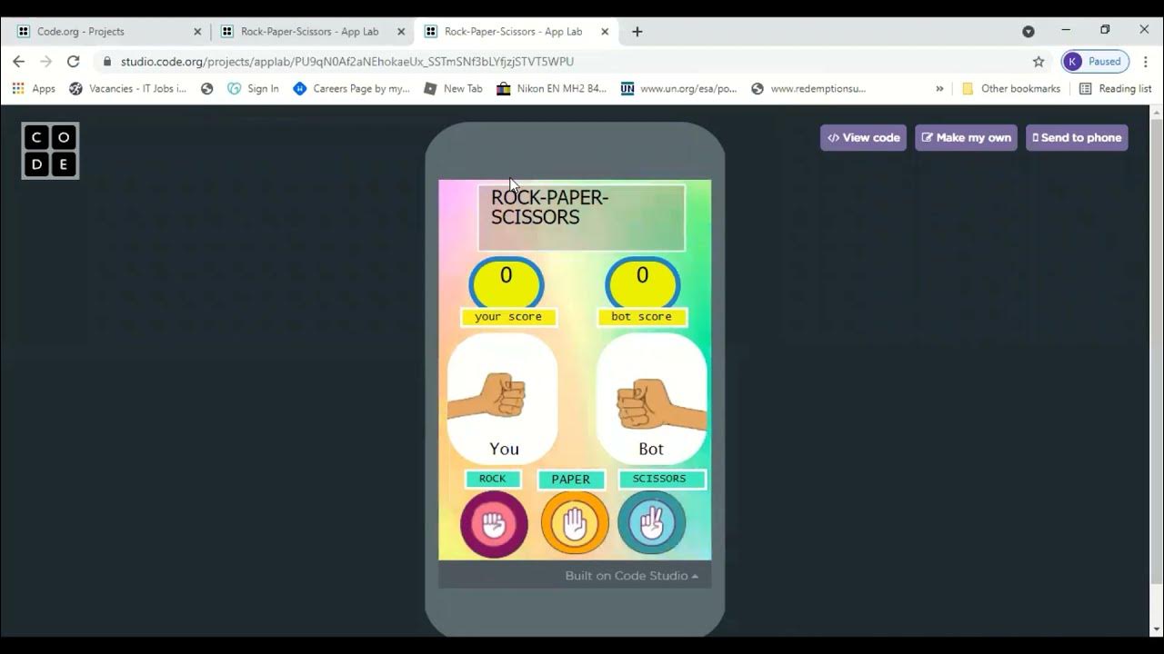How to make rock paper scissors on code.org - YouTube