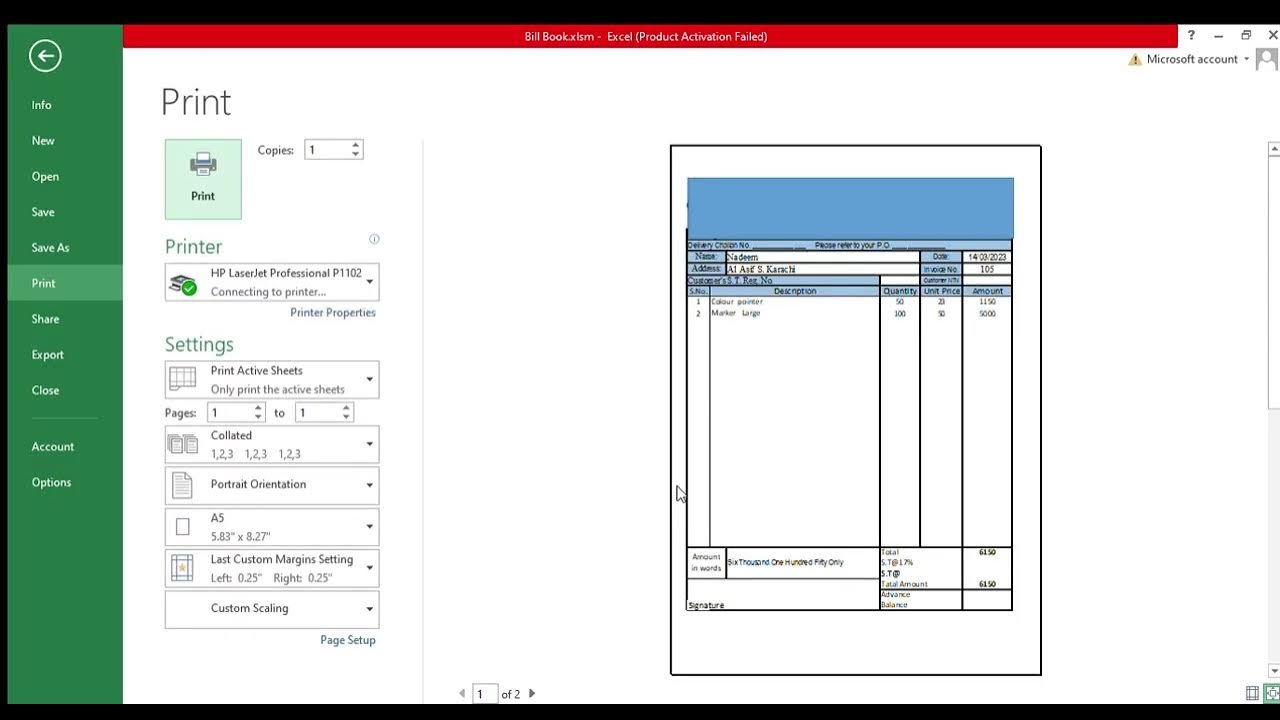 Fully Automatic Invoice On Excel Contact 03126552019 Youtube