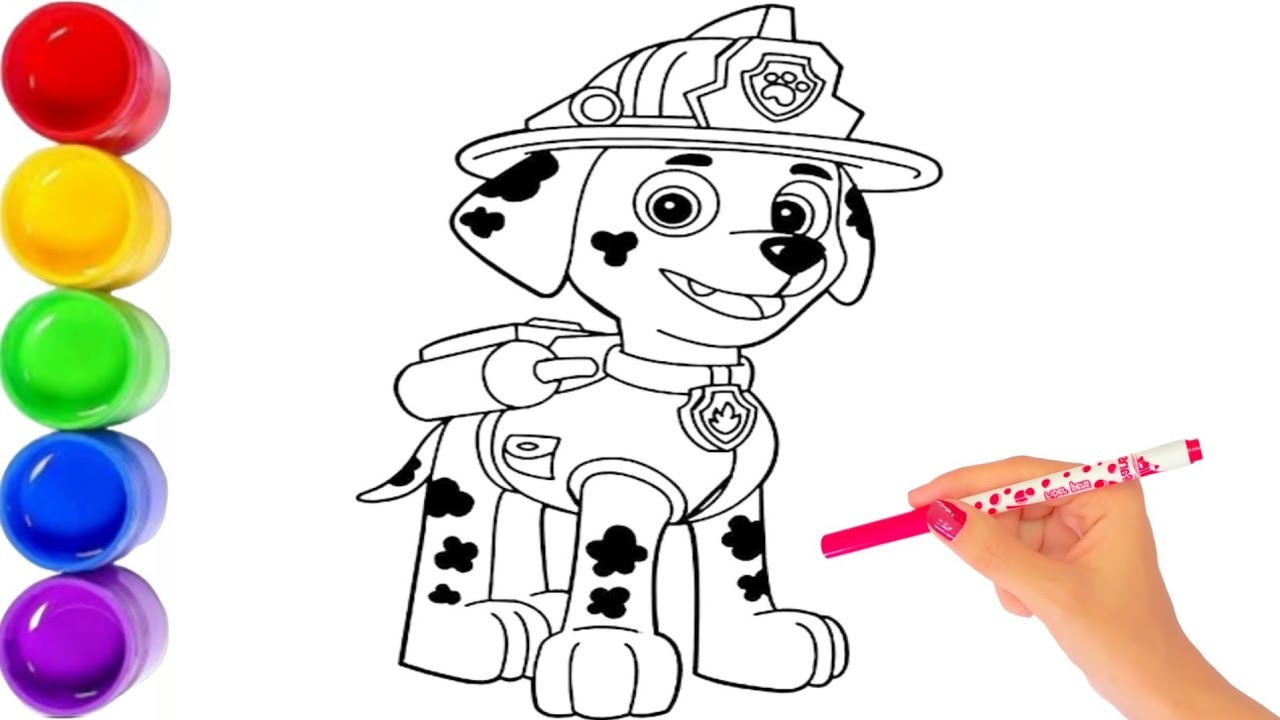 Marshall Drawing 🐶 How to draw Marshall from Paw Patrol - YouTube
