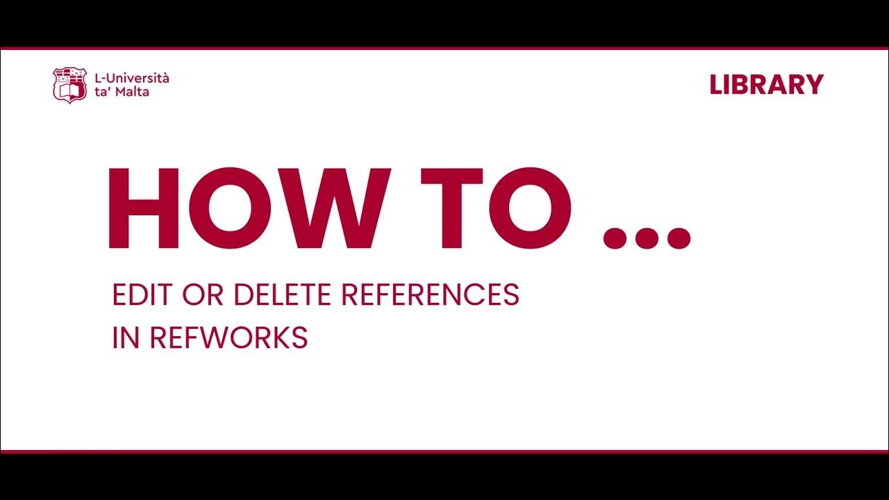 How to Ref 05 Edit or delete references - YouTube
