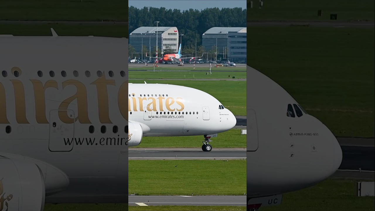 Emirates A380 leaving Schiphol Airporr via runway 18L #planespotting # ...