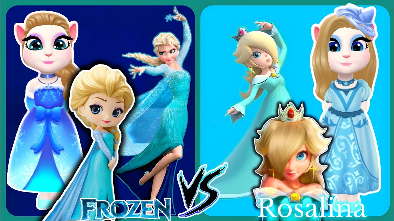 Frozen Queen Elsa 💙 Vs Princess Rosalina 💙 My Talking Angela 2 🥰 ...