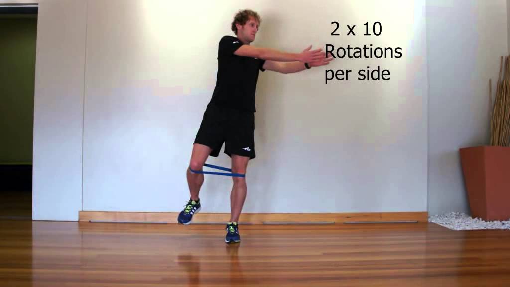 Theraband Single Leg rotation - YouTube