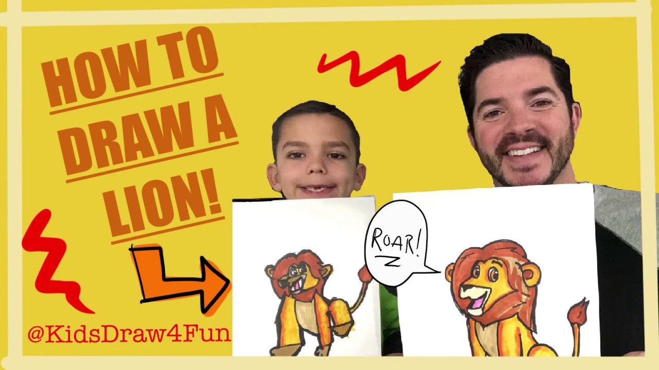 How to Draw a Lion | KidsDraw4Fun | Drawing Lessons for Kids - YouTube