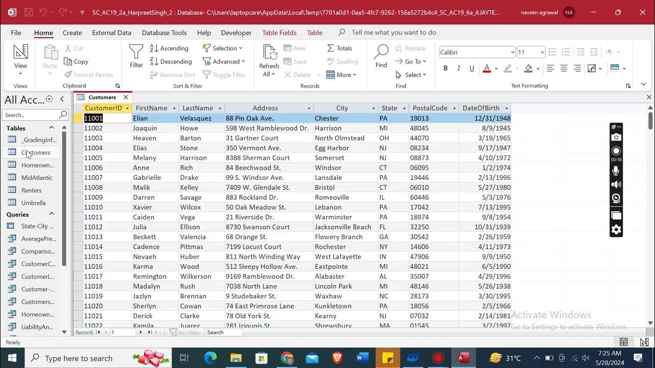 Access Module 2 Sam Project 1a | Shelly Cashman Access 2019 | Personal Insurance Inc - YouTube