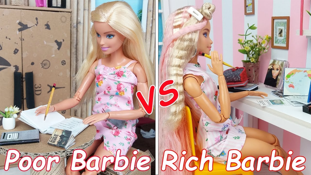 Poor Barbie vs. Rich Barbie - Dolls School Morning Routine - YouTube