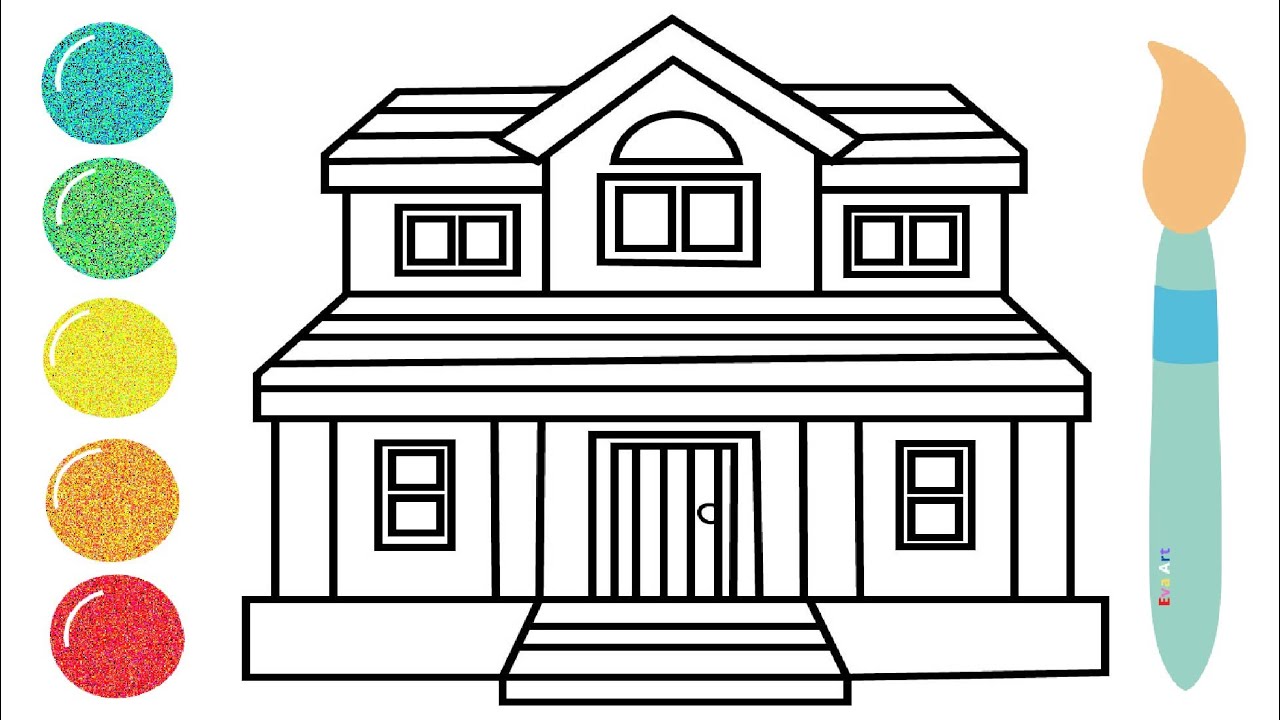 Drawing Big House with shapes | How to Draw a Easy House | Eva Art ...