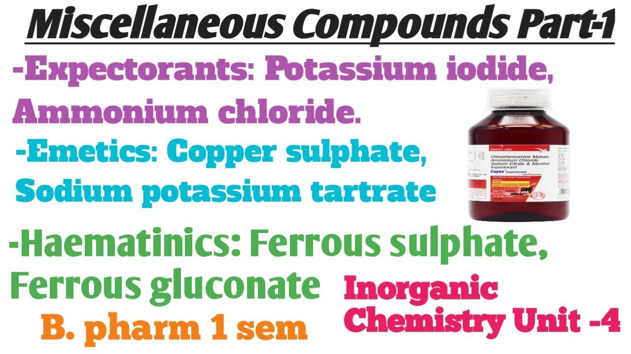 Miscellaneous Compounds Unit-4 || Pharmaceutical Inorganic Chemistry B ...