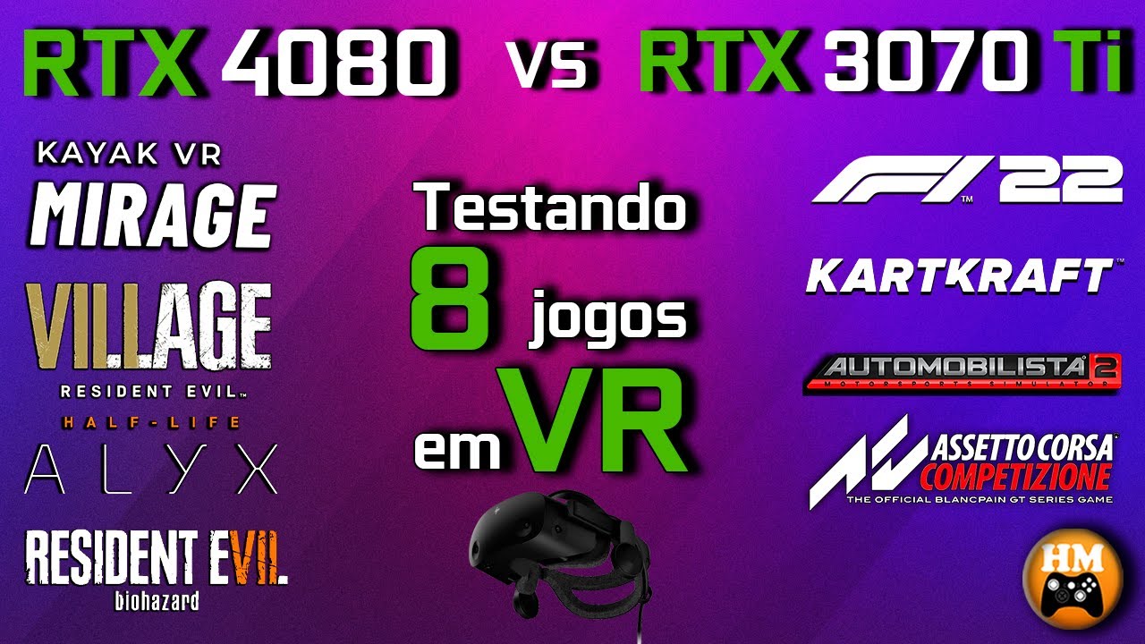 RTX 4080 vs RTX 3070 Ti - Testes em 8 jogos de Realidade Virtual ( VR ...