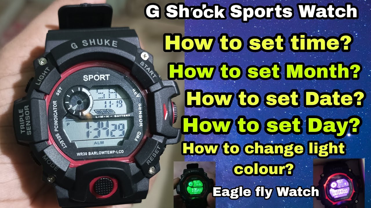 How to Set Time, Date, Day in G Shock Sports Watch | Sport Watch me ...