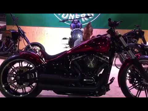 Bundnerbike Custom Red 2018 Softail with Platinum Air Suspension - YouTube